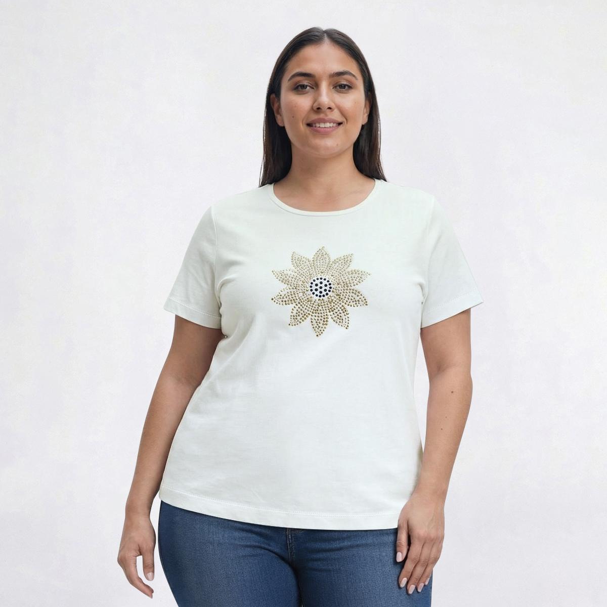 Click here for Plus Size Bonnie Evans Sunflower Studs Short Sleev... prices